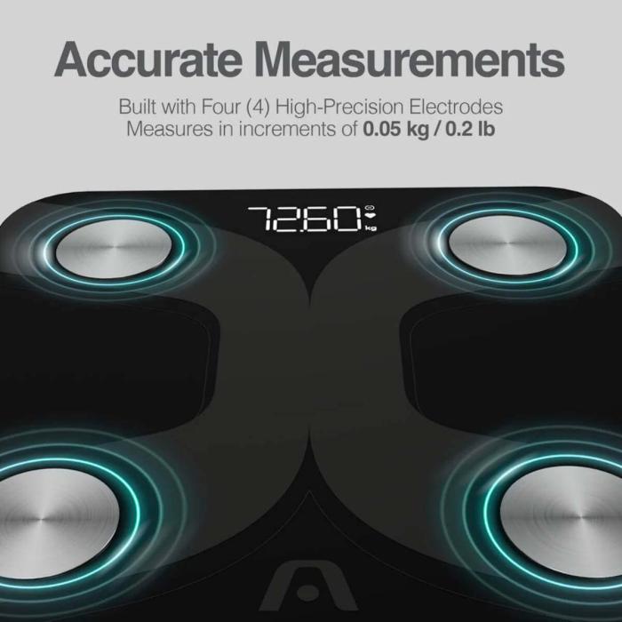 BASCULA CORPORAL INTELIGENTE, ARGOM ACCURA 10, COLOR NEGRO, 19 ...